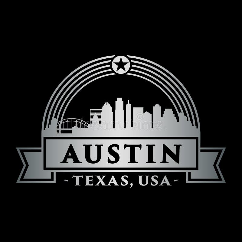 Austin City Skyline Silhouette Vector Logo Illustration Stock Vector ...