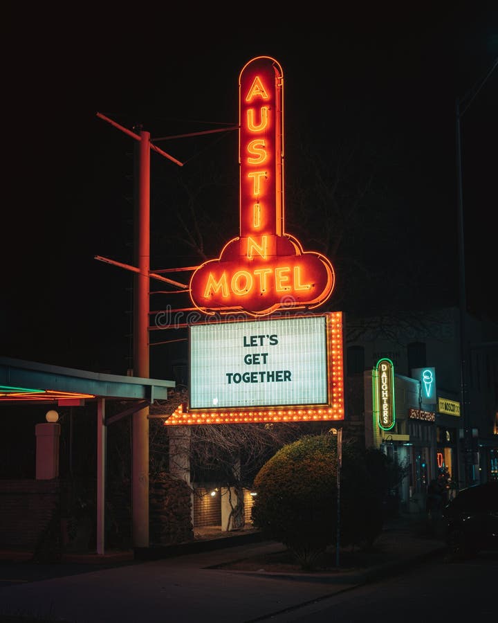 Austin Motel Neon Sign at Night, Austin, Texas Editorial Stock Photo ...