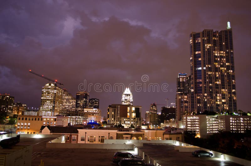 Downtown Austin, Texas at Night Stock Image - Image of capital ...