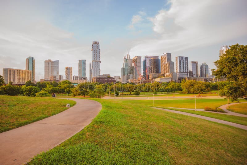 Austin Skyline Over the Colorado River, Texas. Editorial Stock Image ...