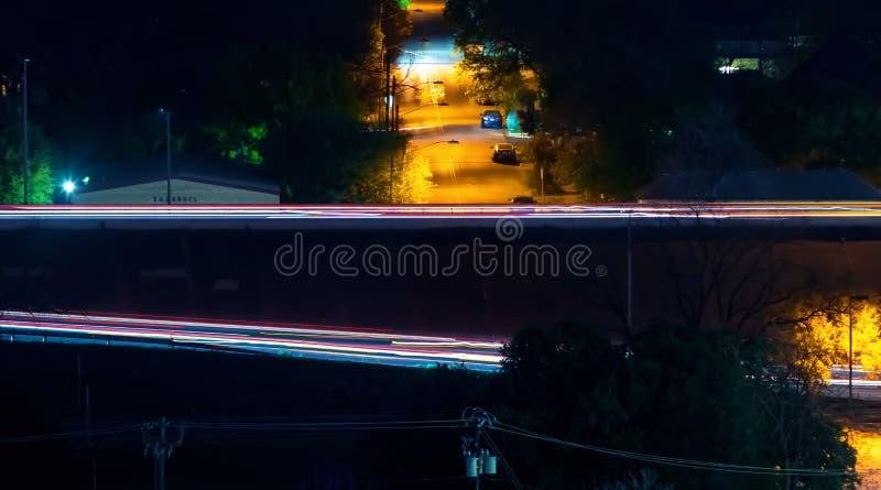 Austin Texas Busy Highways at Night Stock Photo - Image of skyline ...