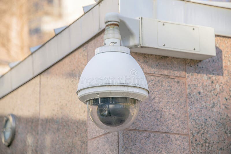 Austin, Texas- Close-up of a Dome CCTV at the Corner of a Building ...
