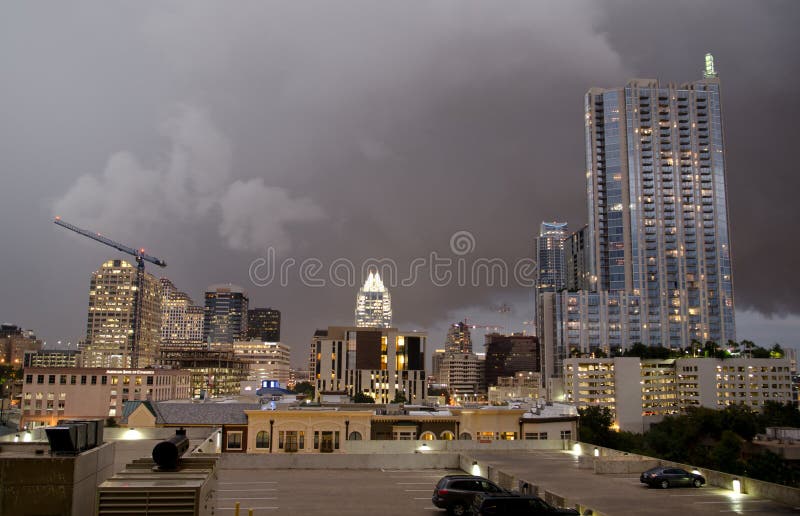 Austin Texas on a Cloudy Night Editorial Image - Image of downtown ...