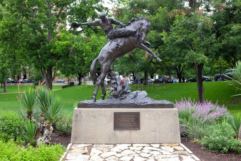 AUSTIN TEXAS - 22 MAY 2017: Cowboy Statue on the Grounds of the State ...