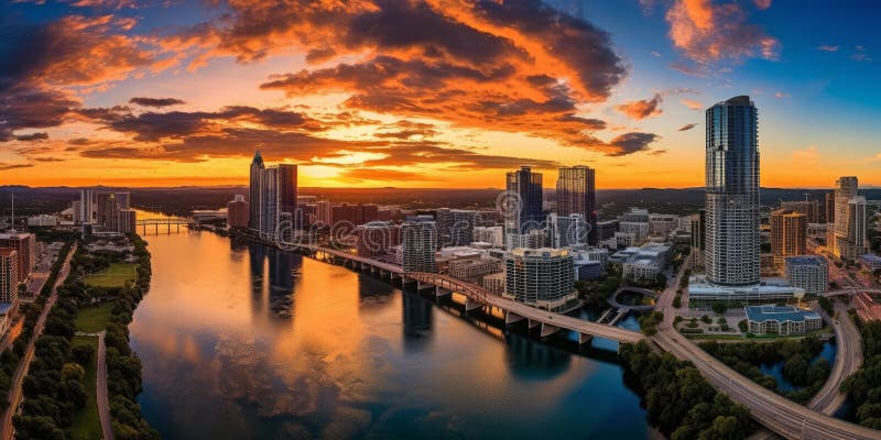 Austin Texas- Panoramic Modern Cityscape Generative AI Stock ...