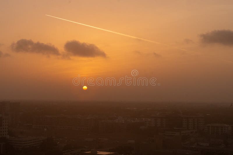 Rooftop View of Sunrise in Austin on Another Hot Summer Morning Stock ...