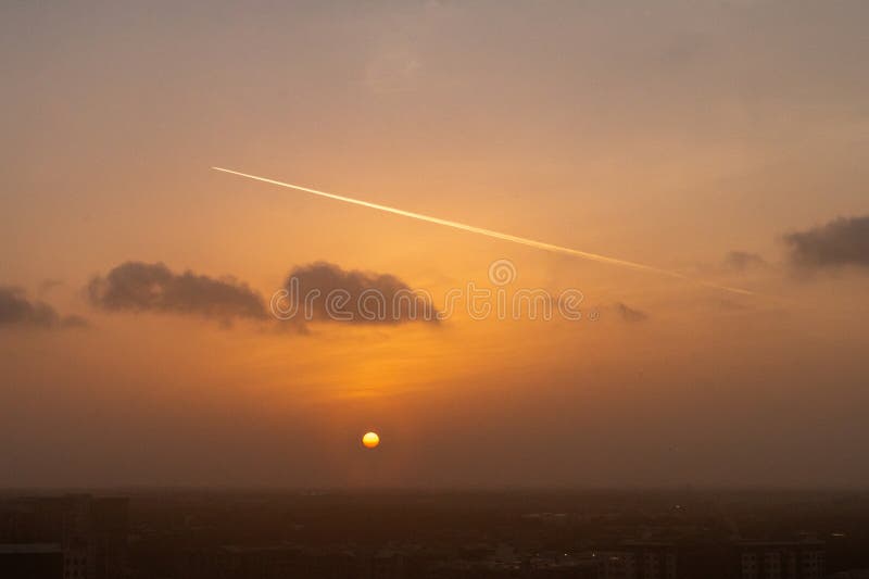 Rooftop View of Sunrise in Austin on Another Hot Summer Morning Stock ...