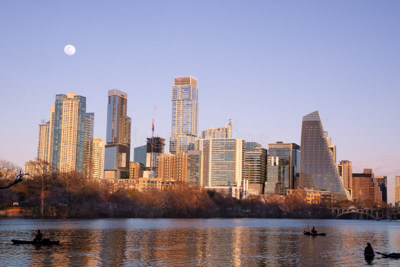 Austin Texas Skyline at Sunset with Modernbuildings. Stock Photo ...