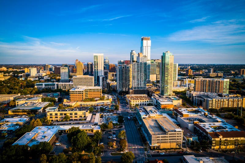 Austin Texas Sunset stock photo. Image of city, offices - 163592980