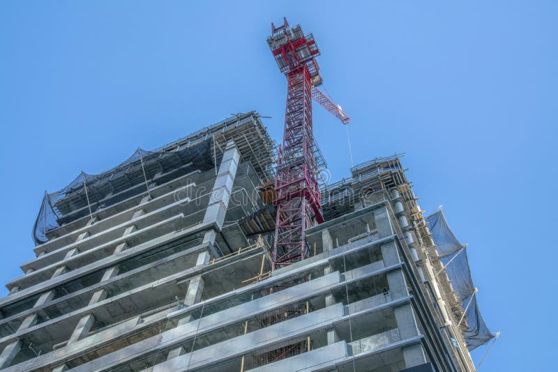 Austin, Texas- Under Construction Building with Safety Nets and Tower ...