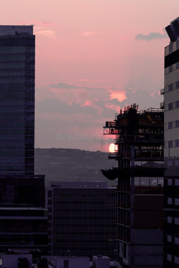 Sunset on 5th Street in Austin As the Sun Sets Behind the Scaffolding ... Sunset on 5th Street in Austin As the Sun Sets Behind the Scaffolding ...