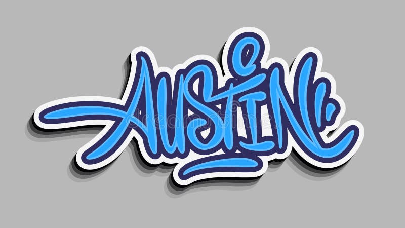 Austin - Hand Drawn Lettering Phrase. Stock Vector - Illustration of ...