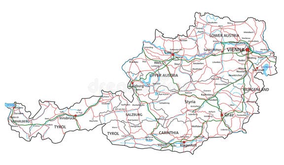High Detailed Austria Road Map with Labeling. Stock Vector ...