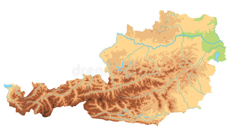 High Detailed Austria Physical Map. Stock Vector - Illustration of ...
