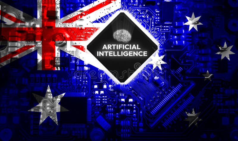Australia in Artificial Intelligence Concept with Flag and Chip ...
