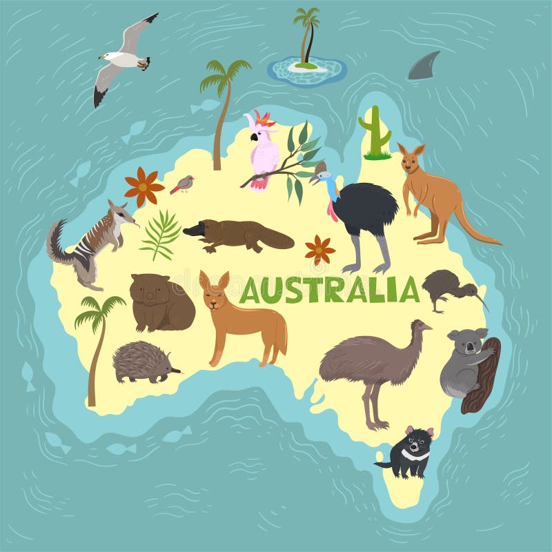 Australia and Australian Animals. Inscription Australia. Vector ...