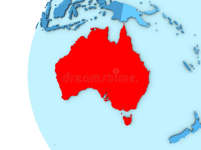 Australia on blue globe stock illustration. Illustration of australian ...