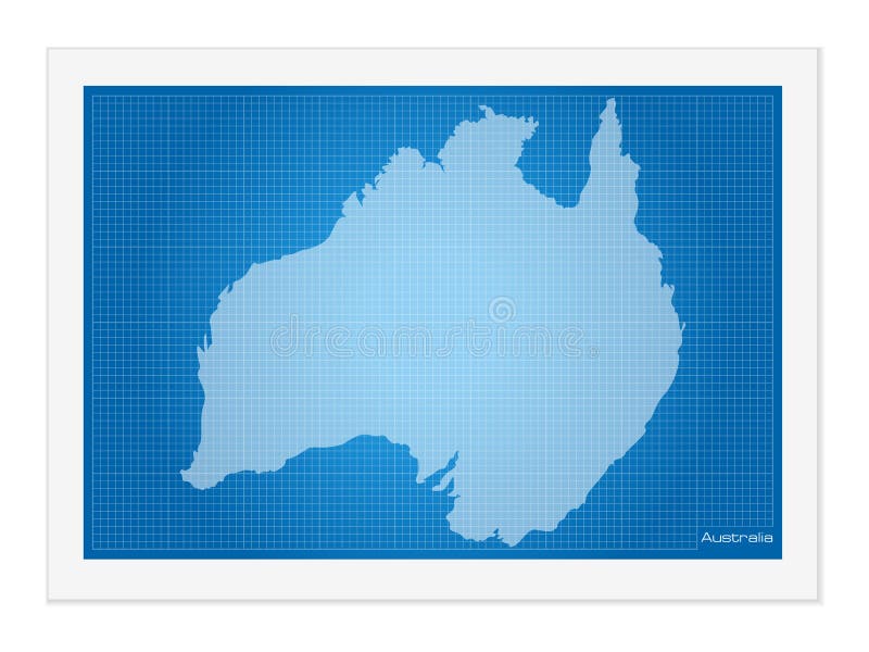 Australia Blueprint Map Template with Capital. Stock Vector ...