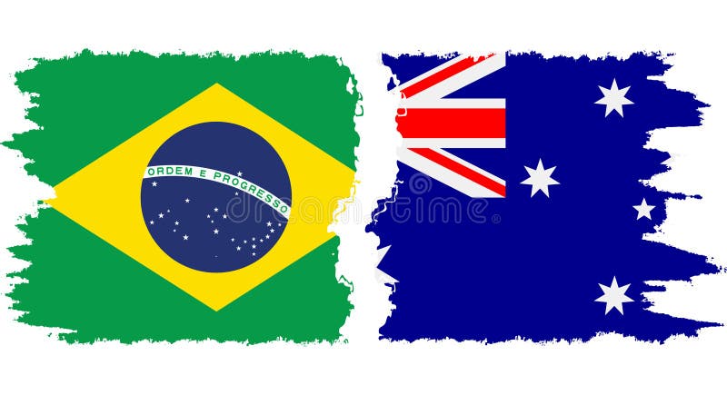 Australia and Brazil Grunge Flags Connection Vector Stock Vector ...