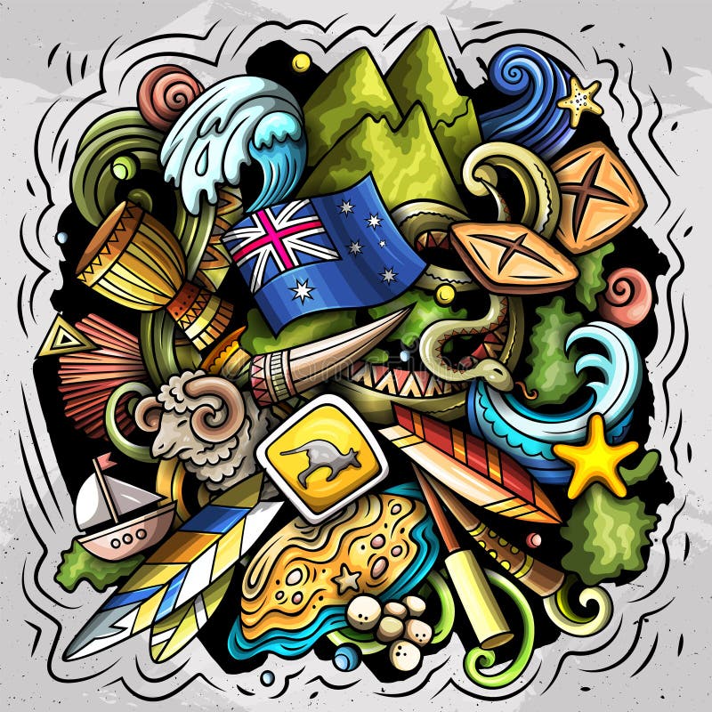 Australia Cartoon Vector Doodle Illustration Stock Illustration ...