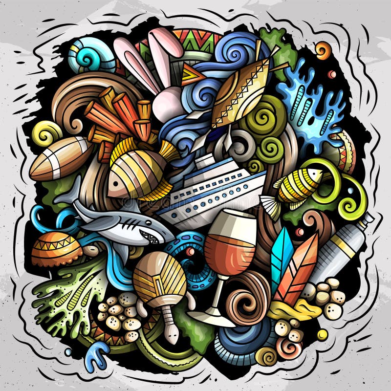 Australia Cartoon Vector Doodle Illustration Stock Vector ...