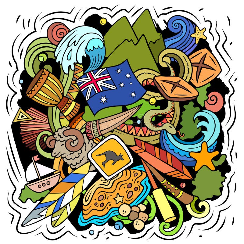 Australia Cartoon Vector Doodle Illustration Stock Illustration ...