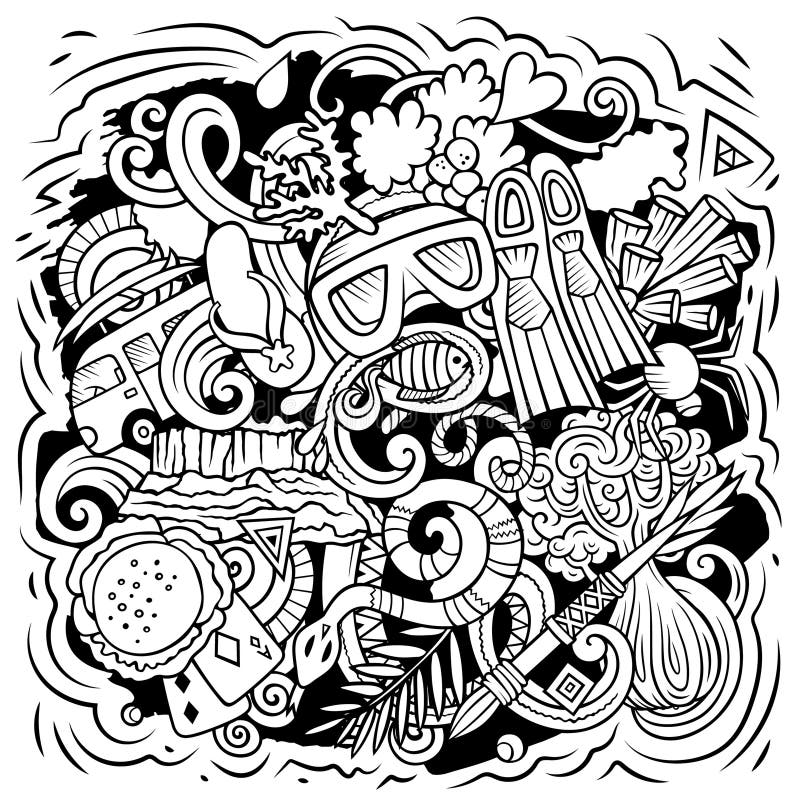 Australia Cartoon Vector Doodle Illustration Stock Illustration ...