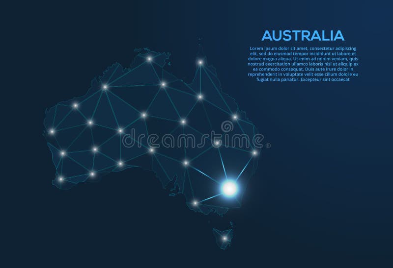 Australia Communication Network Map. Vector Low Poly Image of a Global ...