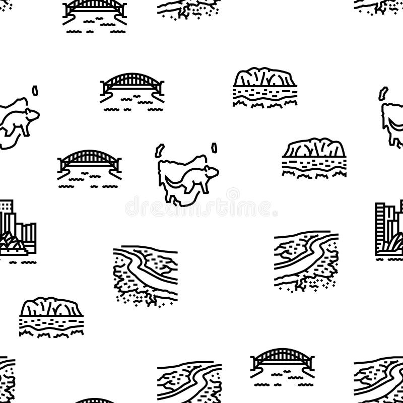 Australia Continent Landscape Vector Seamless Pattern Stock Vector ...
