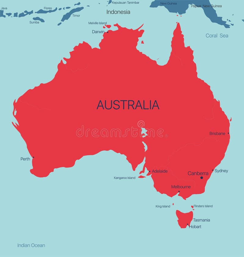 Map of Australian Continent Stock Illustration - Illustration of ...