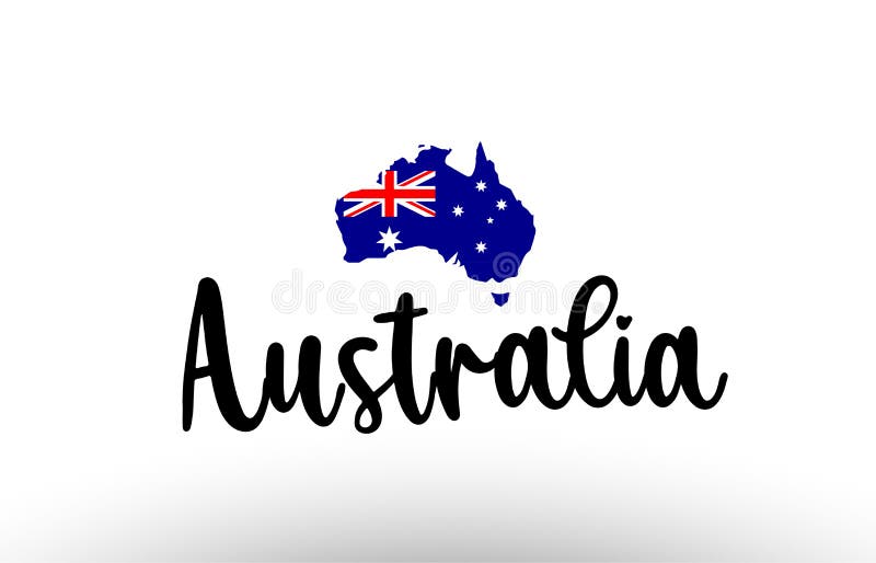 Australia Country Big Text with Flag Inside Map Concept Logo Stock ...