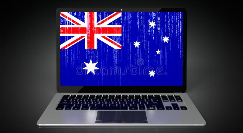 Australia - Country Flag and Binary Code on Laptop Screen Stock ...