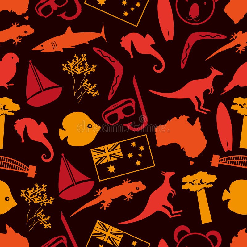 Australia Country Theme Symbols Stock Vector - Illustration of diving ...