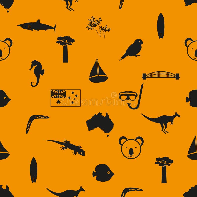 Australia Country Theme Symbols Seamless Pattern Eps10 Stock Vector ...