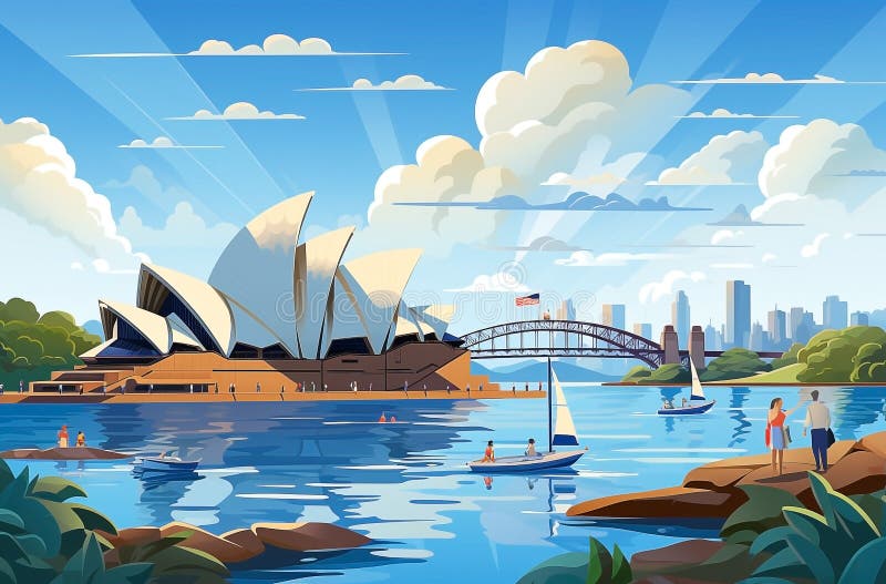 Australia Day with Flags and Sydney Opera House. Australia Day Flat ...