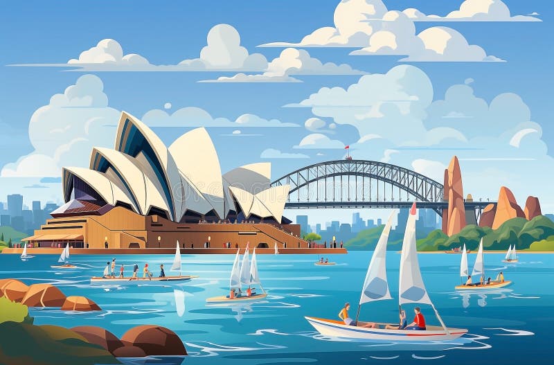 Australia Day with Flags and Sydney Opera House. Australia Day Flat ...