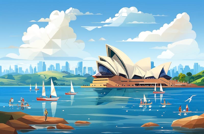 Australia Day with Flags and Sydney Opera House. Australia Day Flat ...