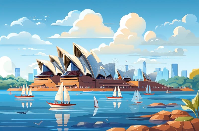 Australia Day with Flags and Sydney Opera House. Australia Day Flat ...