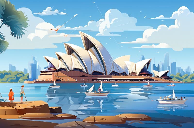 Australia Day with Flags and Sydney Opera House. Australia Day Flat ...