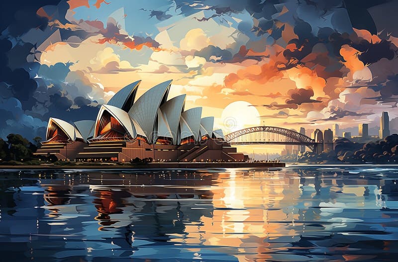 Australia Day Celebration with Flags and Sydney Opera House Stock ...