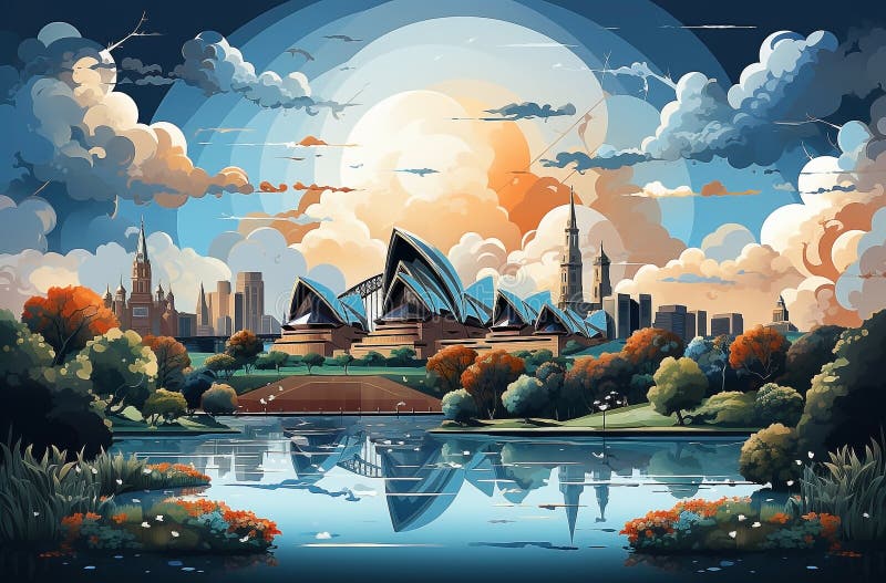 Australia Day Celebration with Flags and Sydney Opera House Stock ...