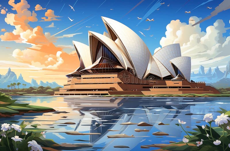 Australia Day Celebration with Flags and Sydney Opera House Stock ...
