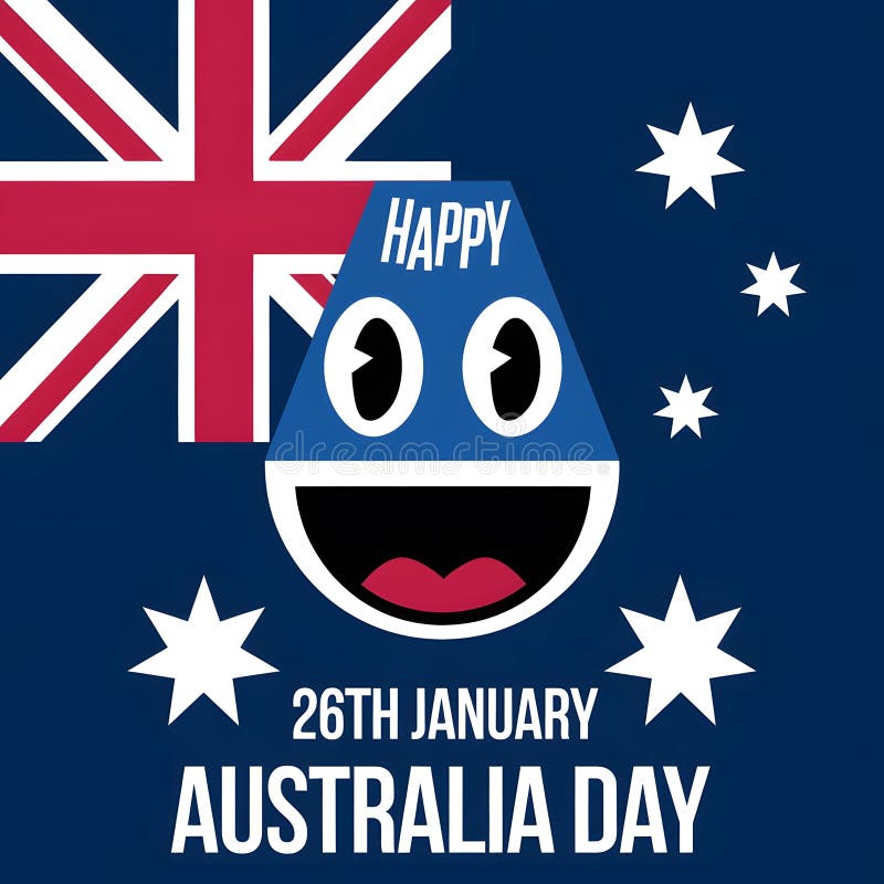 Australia Day Poster with Flag and Speech Bubbles Saying Happy ...