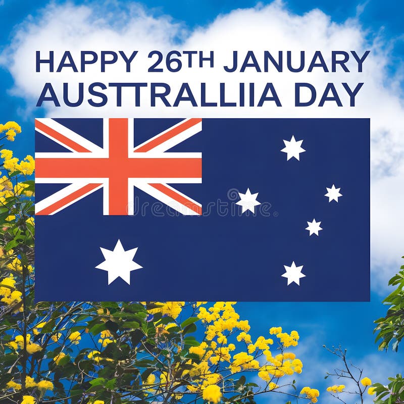 Australia Day Poster with Flag and Speech Bubbles Saying Happy ...