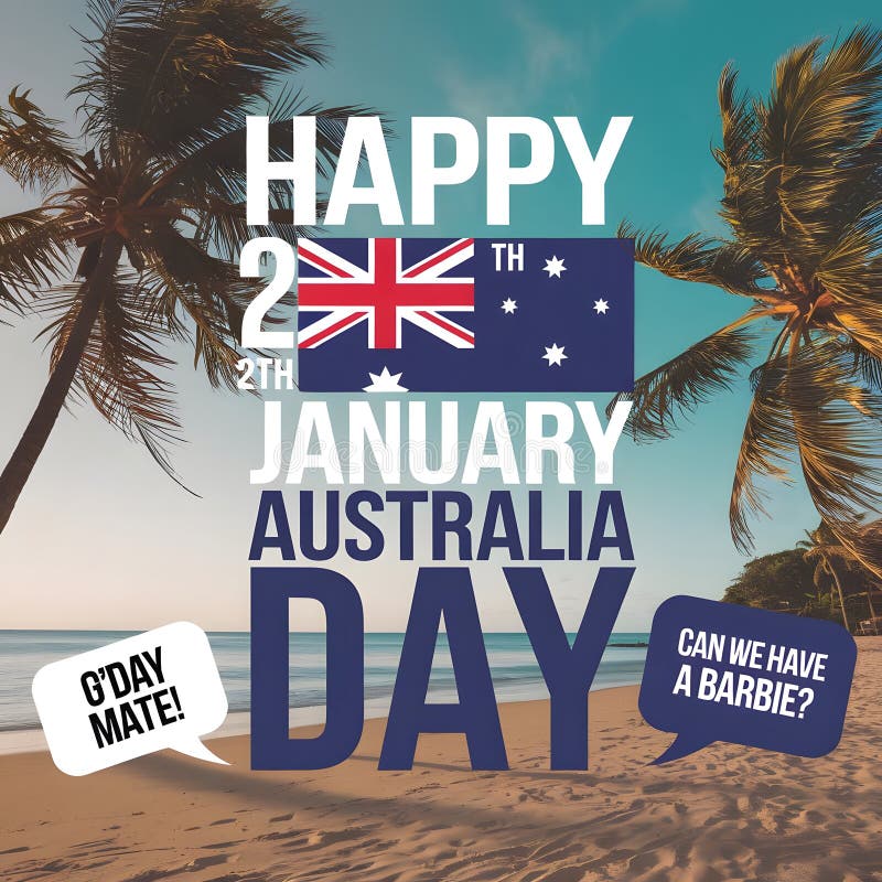 Australia Day Poster with Flag and Speech Bubbles Saying Happy ...
