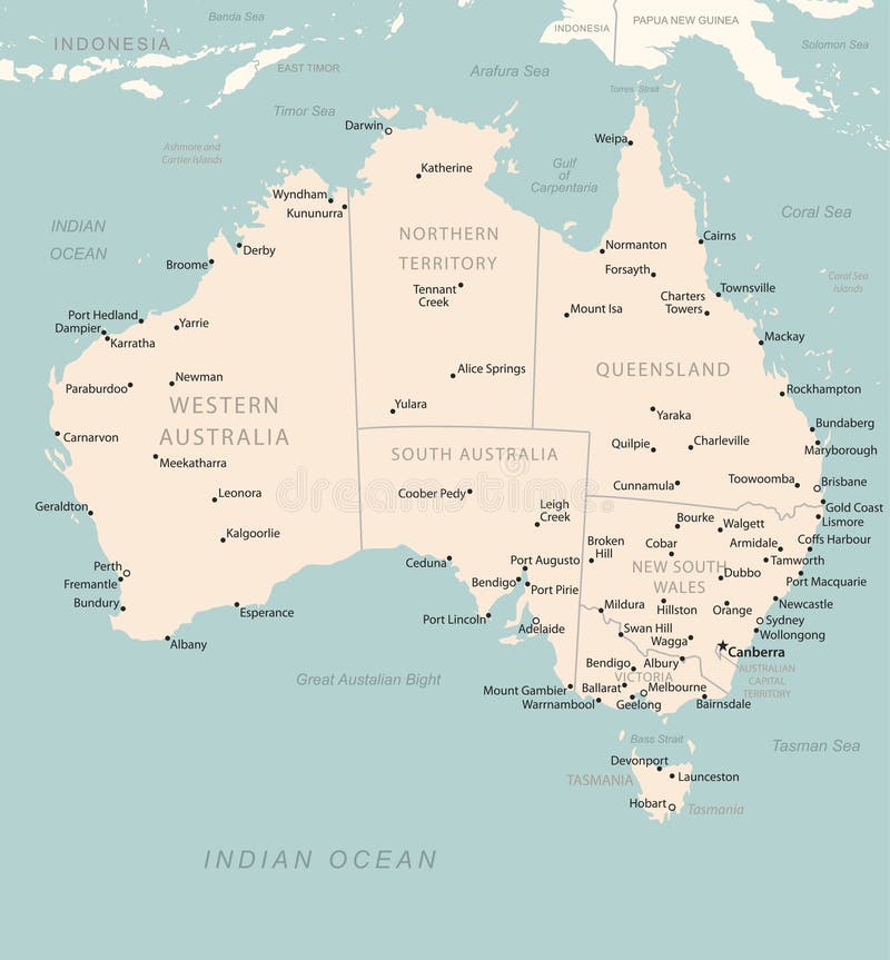 Australia - Detailed Map with Administrative Divisions Country Stock ...