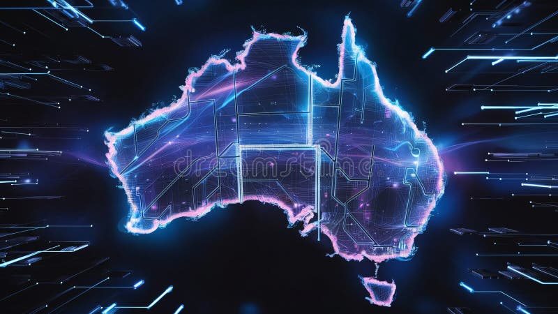Australia Digital Map, Futuristic Network High Quality Image Stock ...