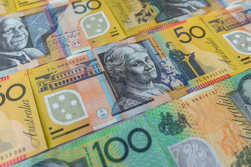 Australia 100 50 Dollars Polymer Banknotes Aud Aus Stock Photo - Image ...