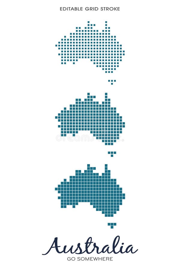 Australia Dot Map - Editable Grid Stroke Stock Vector - Illustration of ...
