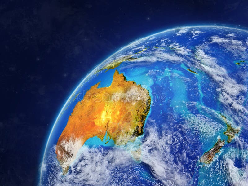 Australia on Earth with Borders Stock Illustration - Illustration of ...